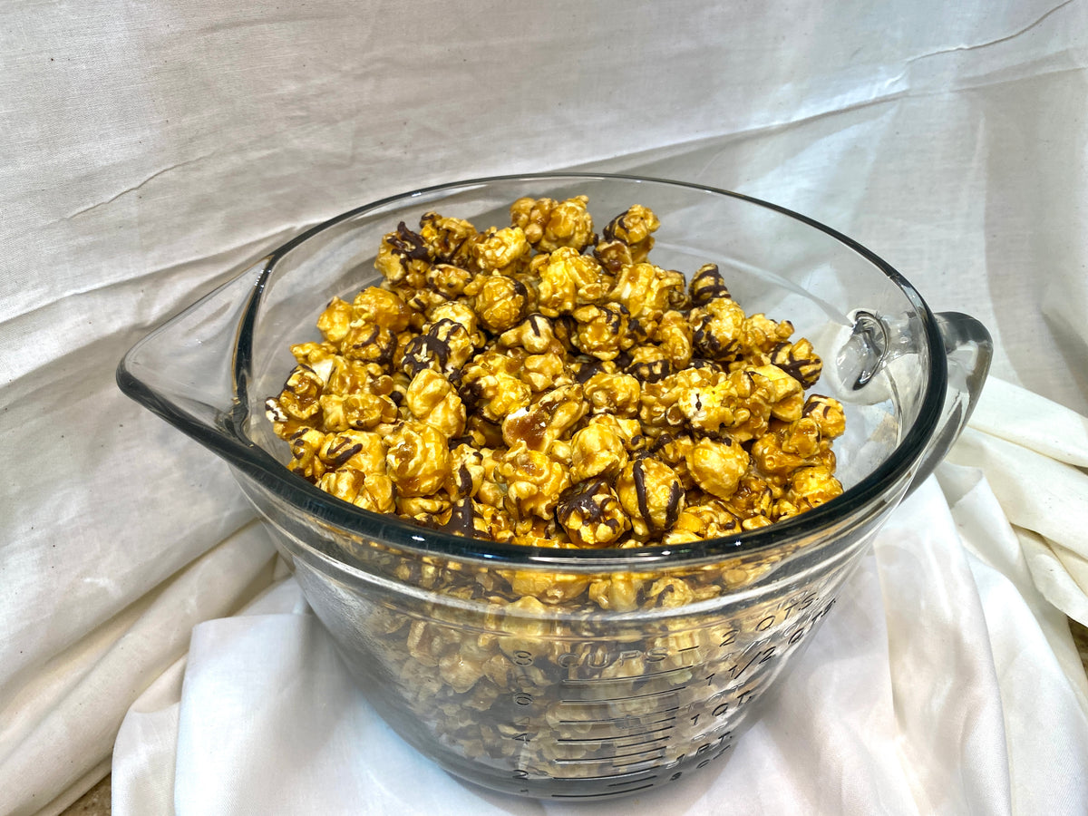 Large Chocolate Caramel Popcorn – Abe's Gourmet Popcorn Shop